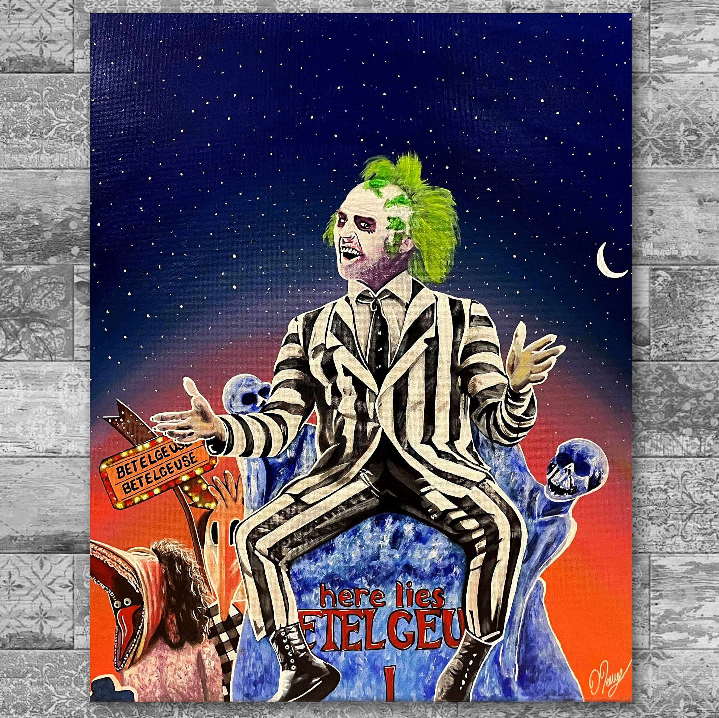 Beetlejuice Original Acrylic Painting Beetlejuice Art Beetlejuice Gift ...
