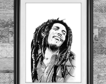 Original Bob Marley Pencil Drawing: Reggae Legend Portrait Art - Etsy