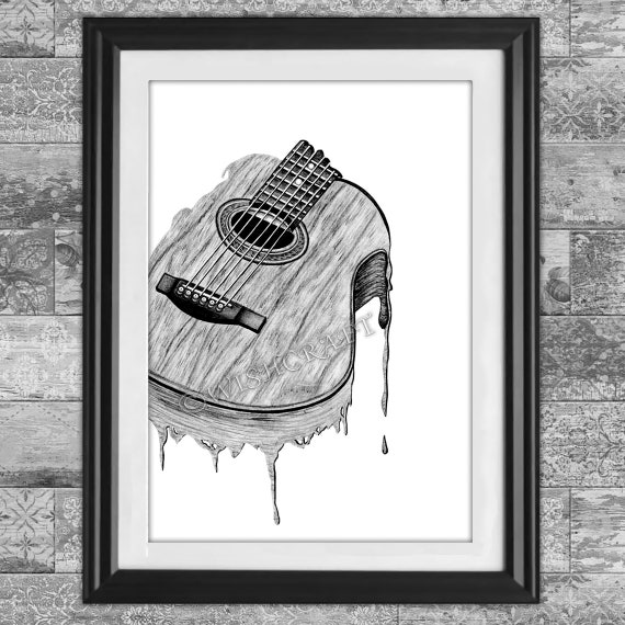 Guitar Drawing In Pencil