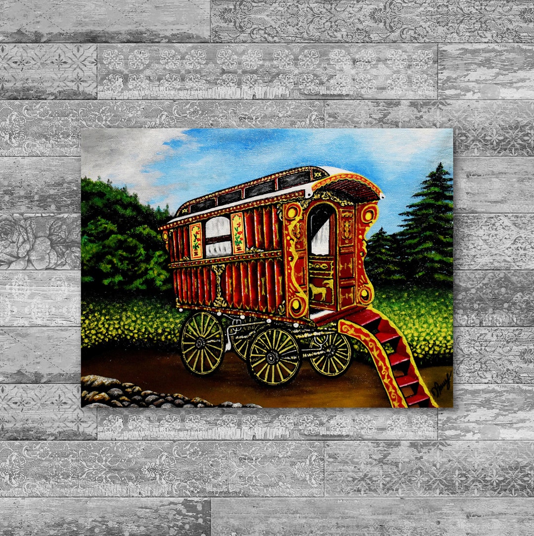 Romany Gypsy Wagon Caravan Original Acrylic Painting - Etsy