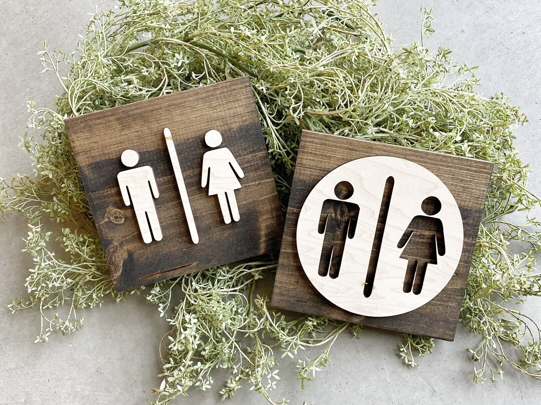 Bathroom People Sign Unisex Restroom Sign Small Tiered Tray - Etsy