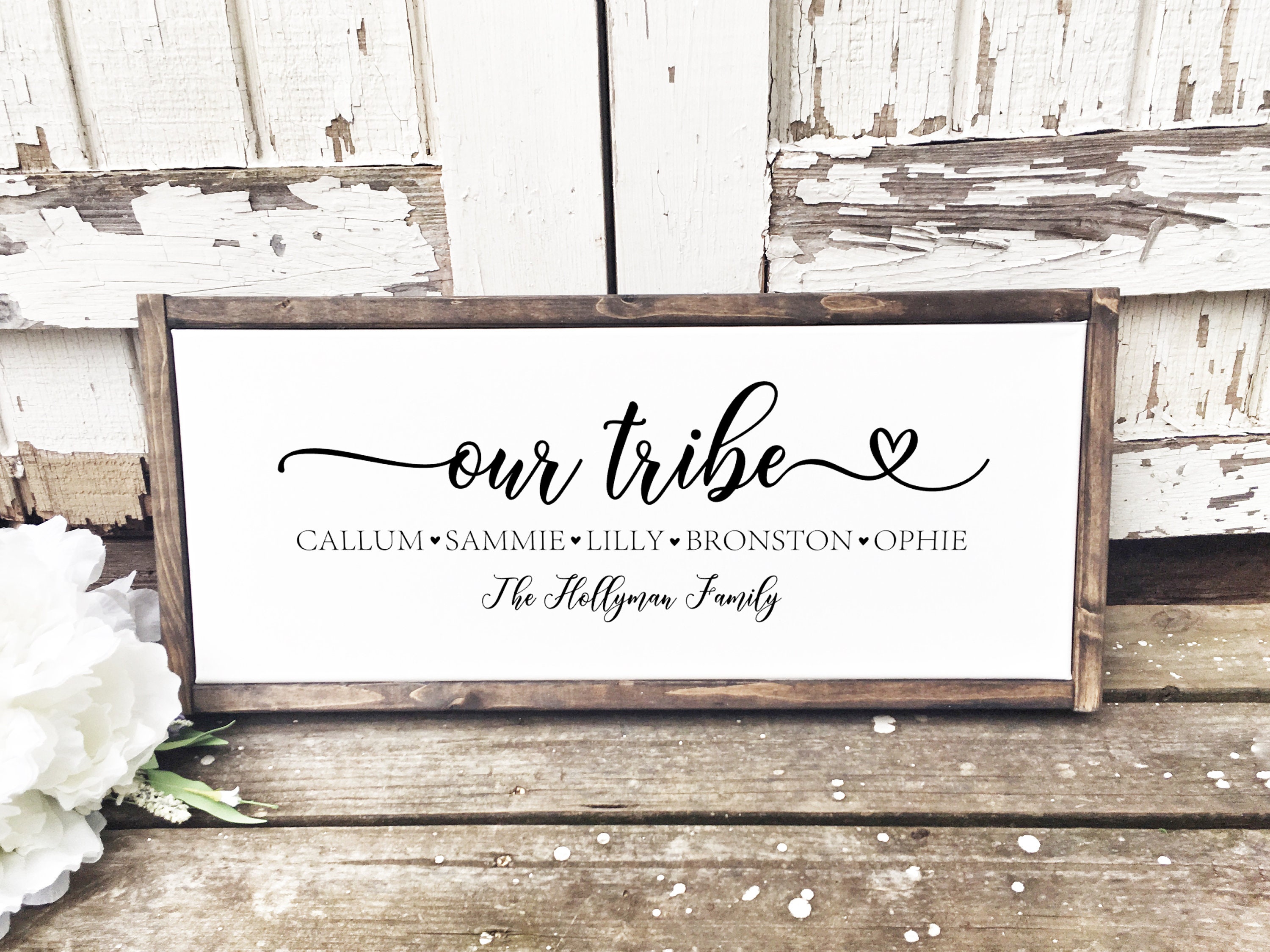 Our Tribe Family Name Sign Personalized with First Names | Etsy