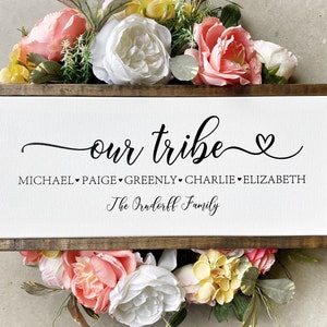 Our Tribe Family Name Sign, Personalized With First Names, Last Name ...