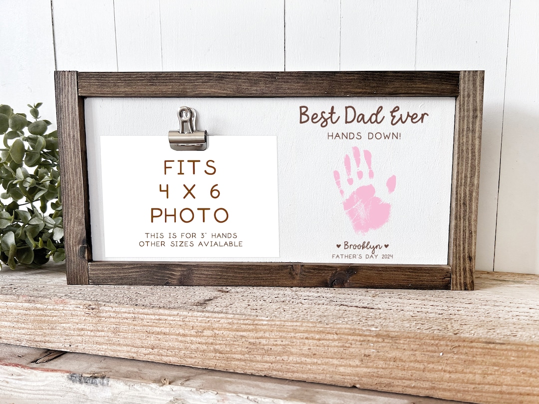 Best Dad Ever Handprint Sign With Photo Space Unique Father's Day Gift ...