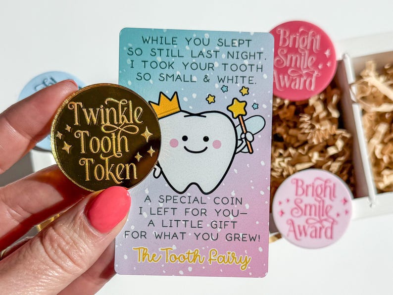 First Tooth Gift: Tooth Fairy Coin and Poem Card Keepsake for Boys or ...