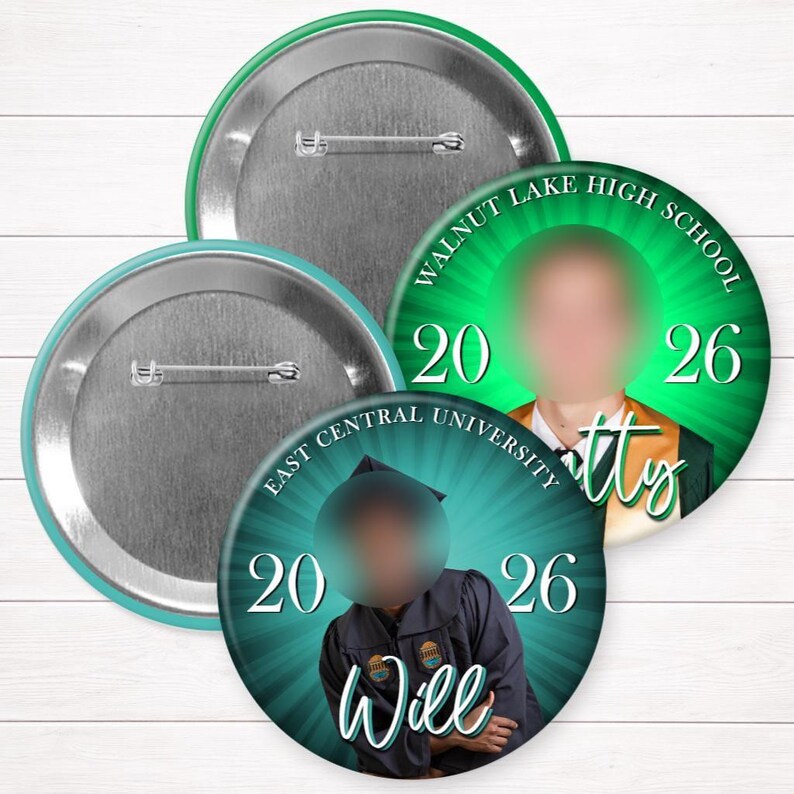 Graduation Photo Button: Custom Senior Cap, Gown & Diploma Pin - Etsy