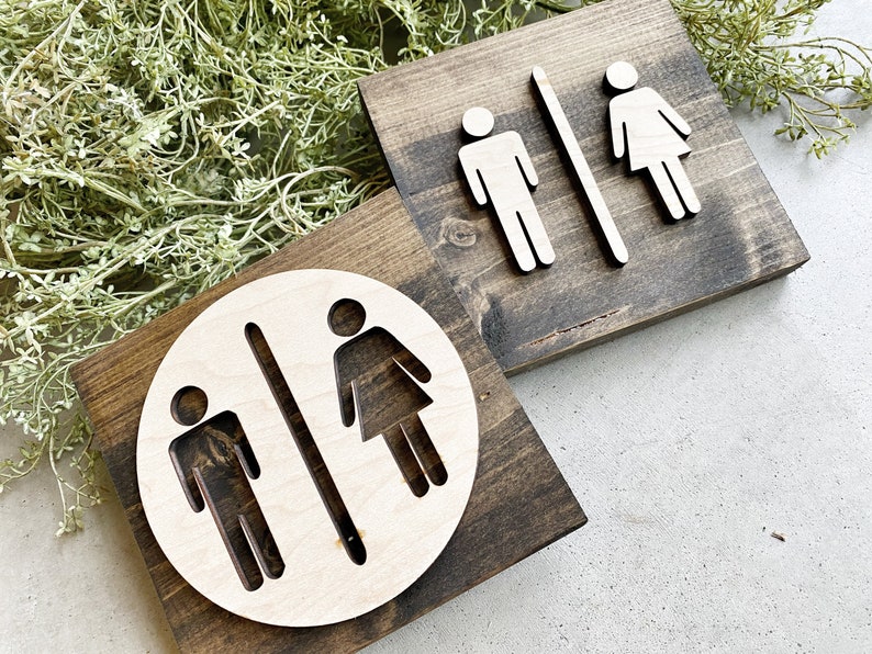 Bathroom People Sign Unisex Restroom Sign Small Tiered Tray - Etsy