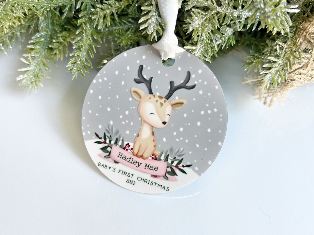 Baby Deer Ornament, Baby's First Christmas Ornament, Personalized Baby ...