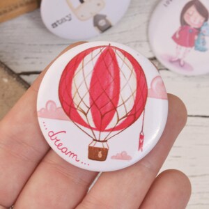 Hot Air Balloon Pin, School Badge Illustration, Dream... - Etsy