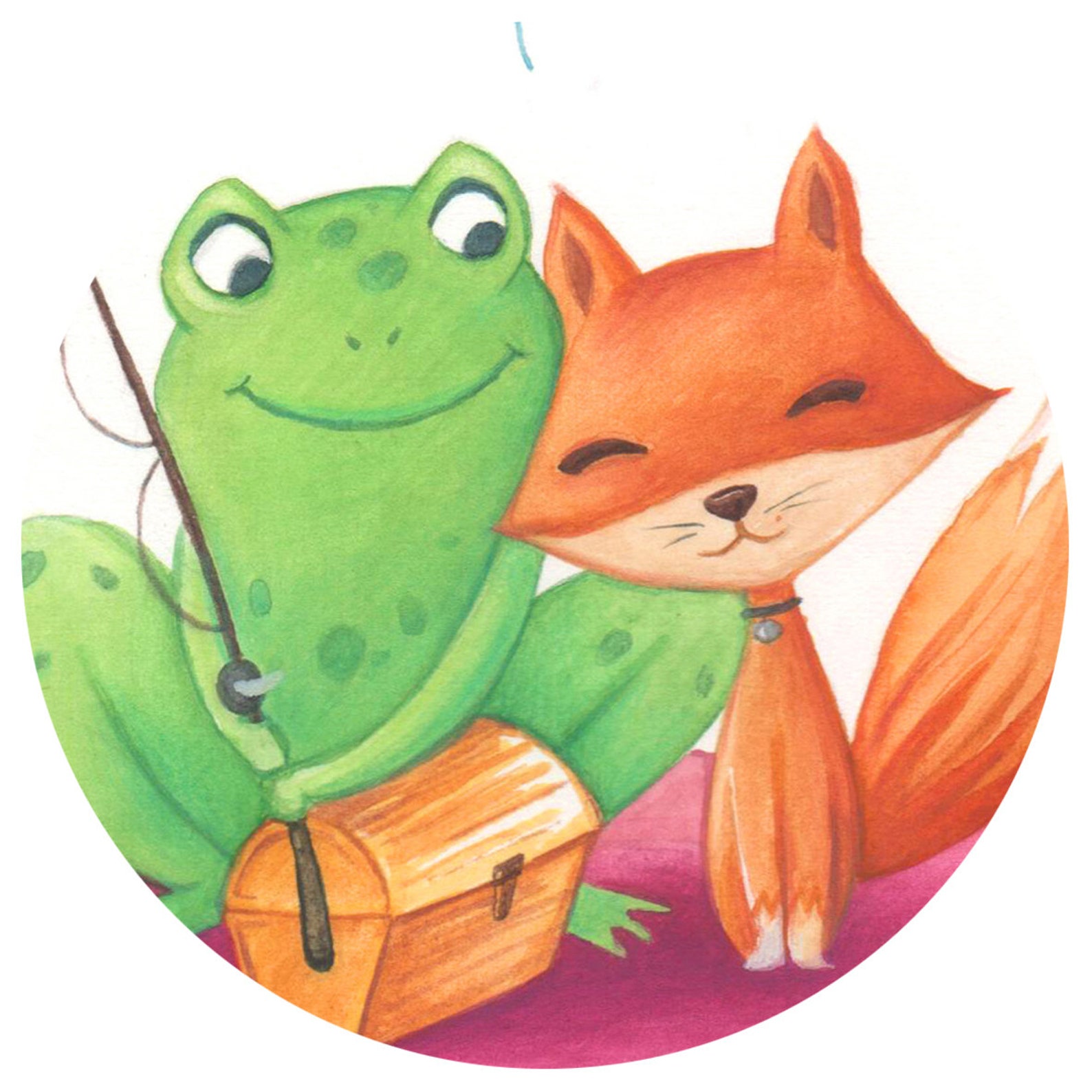 Friends in Fishing Print Fox and Frog Love Print - Etsy