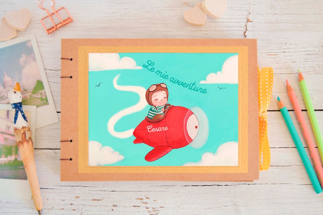 Children Photo Album, Customizable Cover, Airplane Illustration My ...