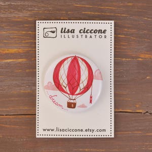 Hot Air Balloon Pin, School Badge Illustration, Dream... - Etsy