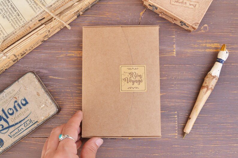 Handmade Travel Notebook My World Tour With Old Print Cover - Etsy