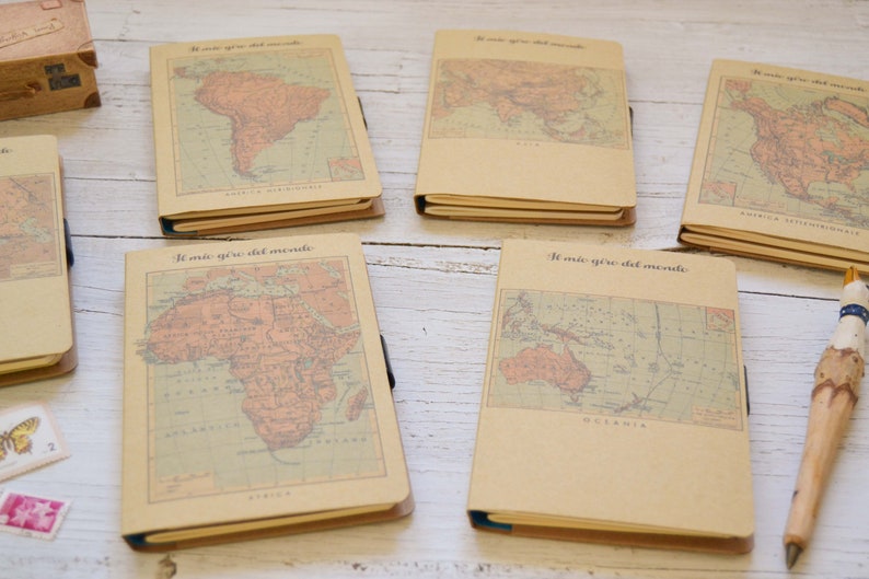 Handmade Travel Notebook My World Tour With Old Print Cover - Etsy