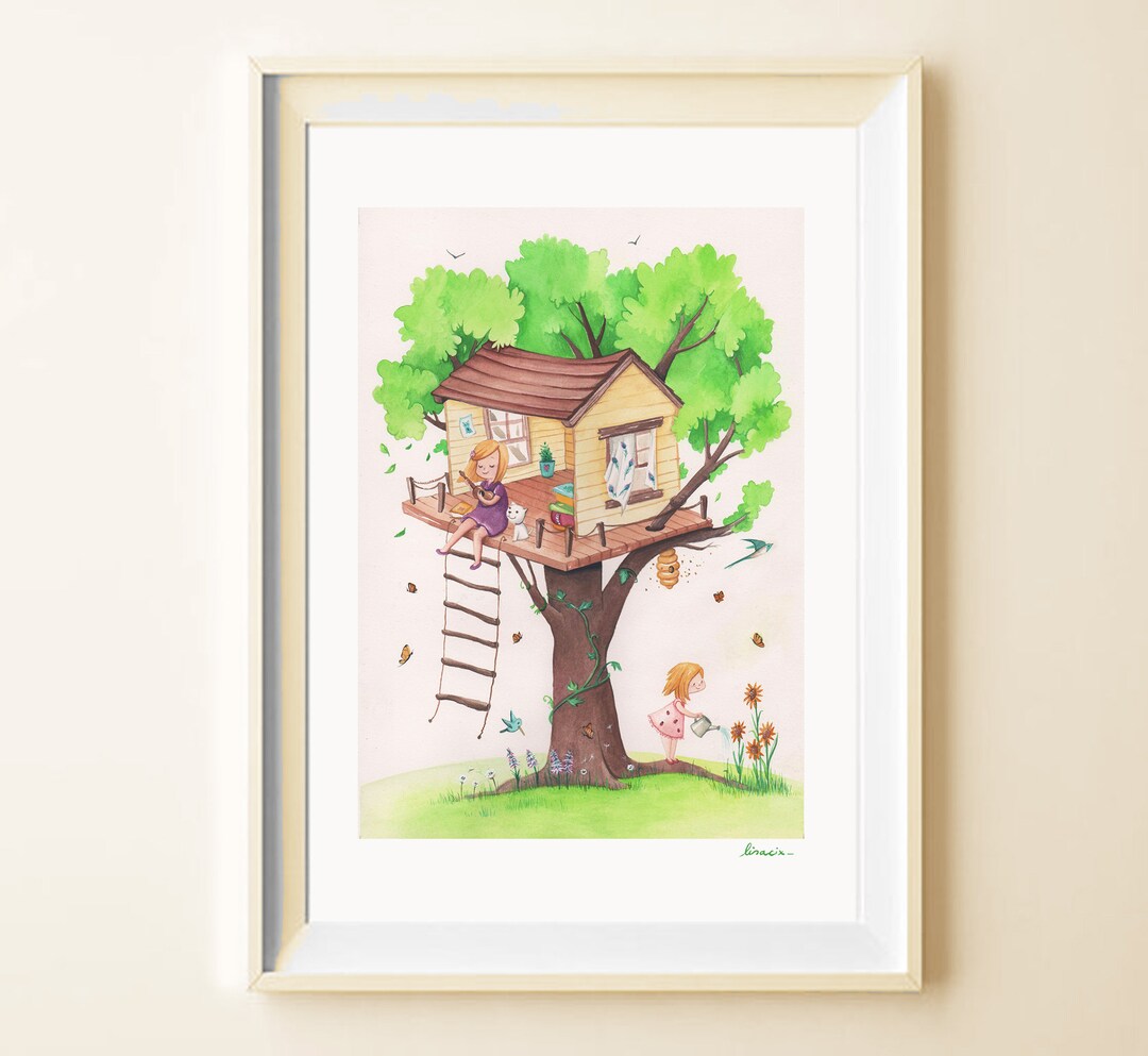 Treehouse Print Nursery Picture Kids Poster - Etsy