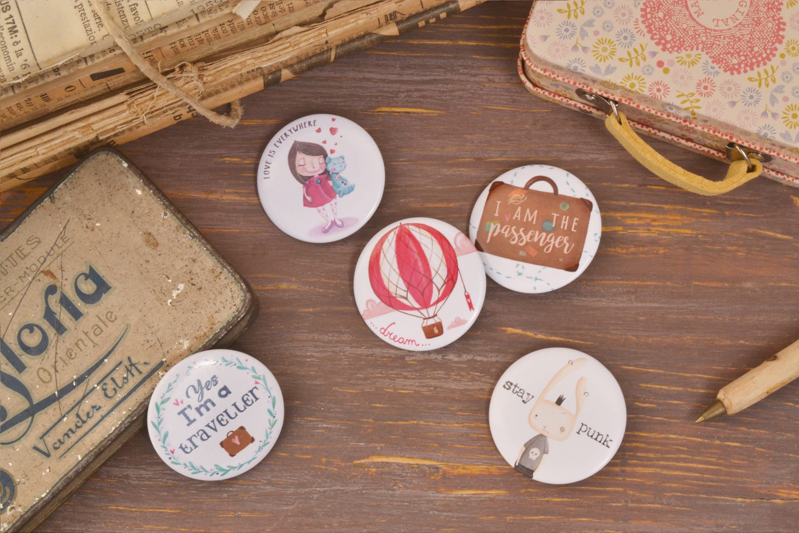 Hot Air Balloon Pin, School Badge Illustration, Dream... - Etsy
