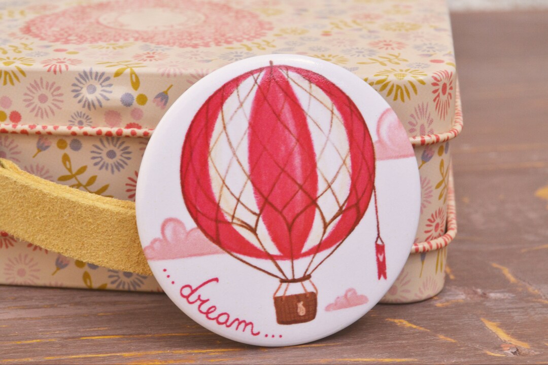 Hot Air Balloon Pin, School Badge Illustration, Dream... - Etsy