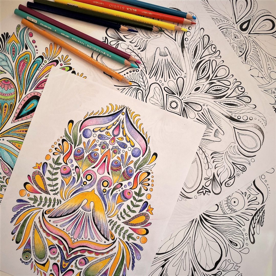 5 Printable Coloring Pages 5 Pages. Abstract Pattern Art. Print Out and ...