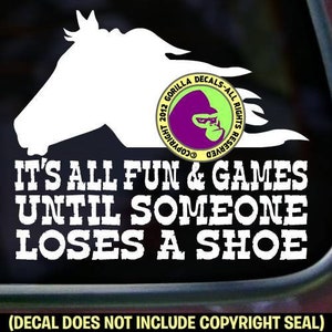 ALL FUN & GAMES Funny Horse Farrier Shoes Horse Rider Vinyl Decal ...