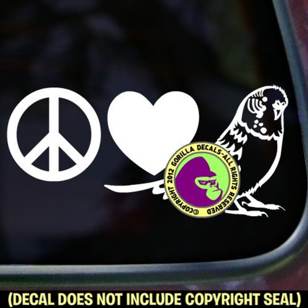PEACE LOVE BUDGIE Parakeet Bird Vinyl Decal Sticker - Etsy