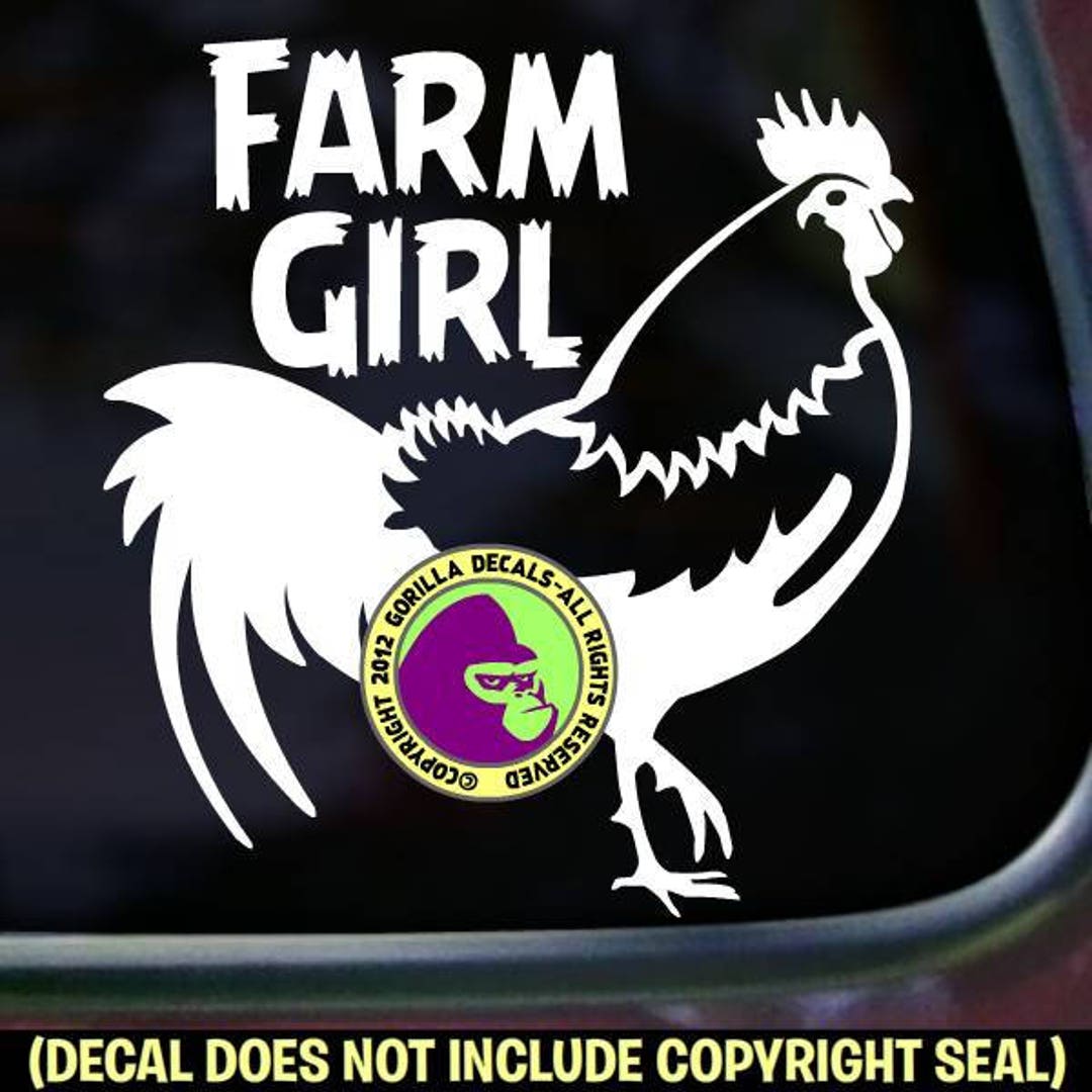 FARM GIRL Rooster Chicken Hen Vinyl Decal Sticker - Etsy