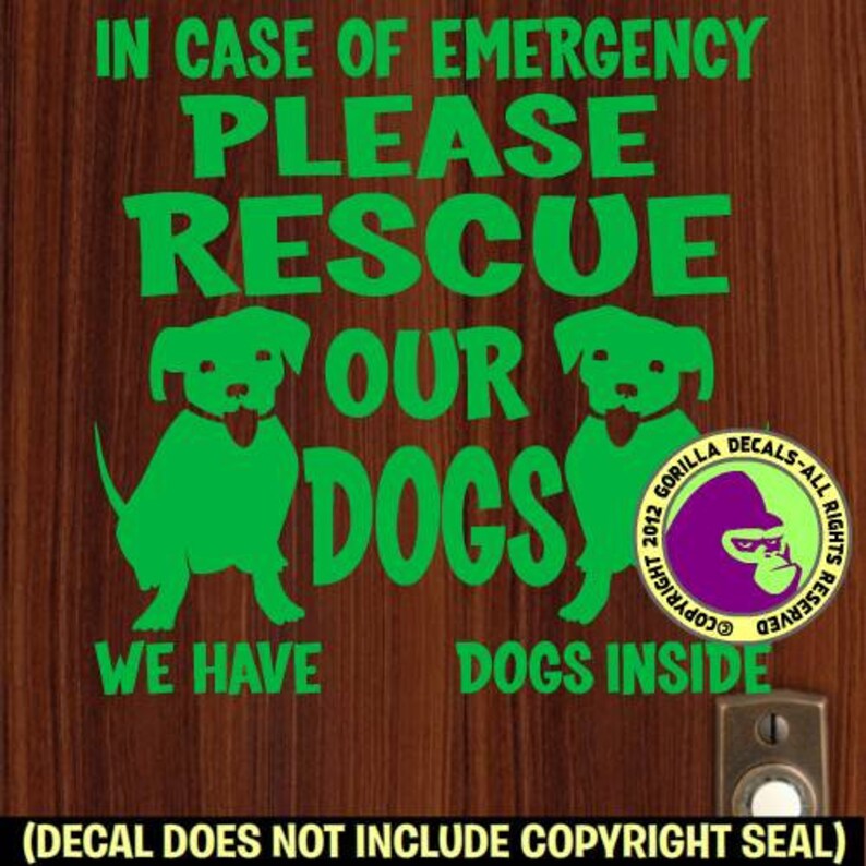 RESCUE OUR DOGS Front Door Dog Safety Vinyl Decal Sticker | Etsy