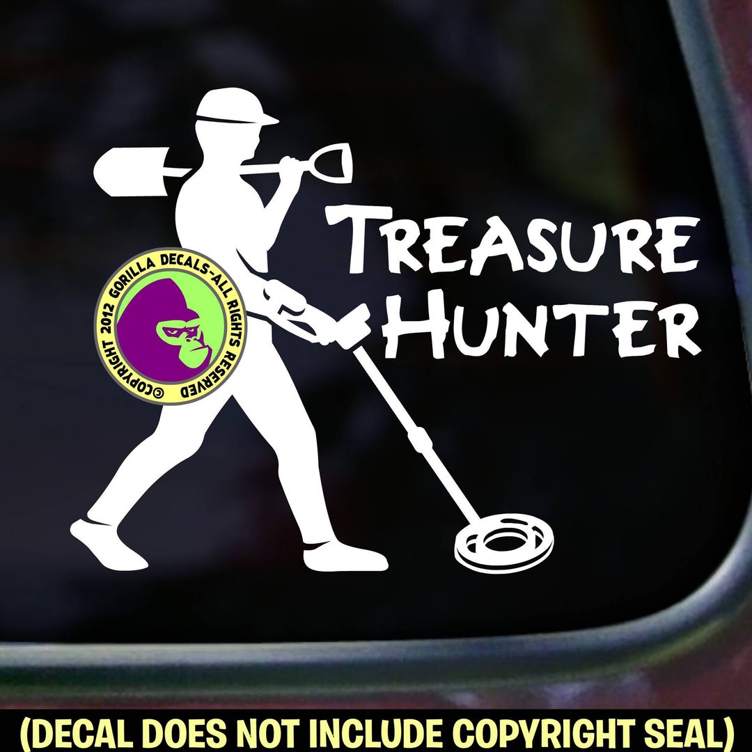 TREASURE HUNTER Metal Detecting Treasure Detector Vinyl Decal Sticker ...