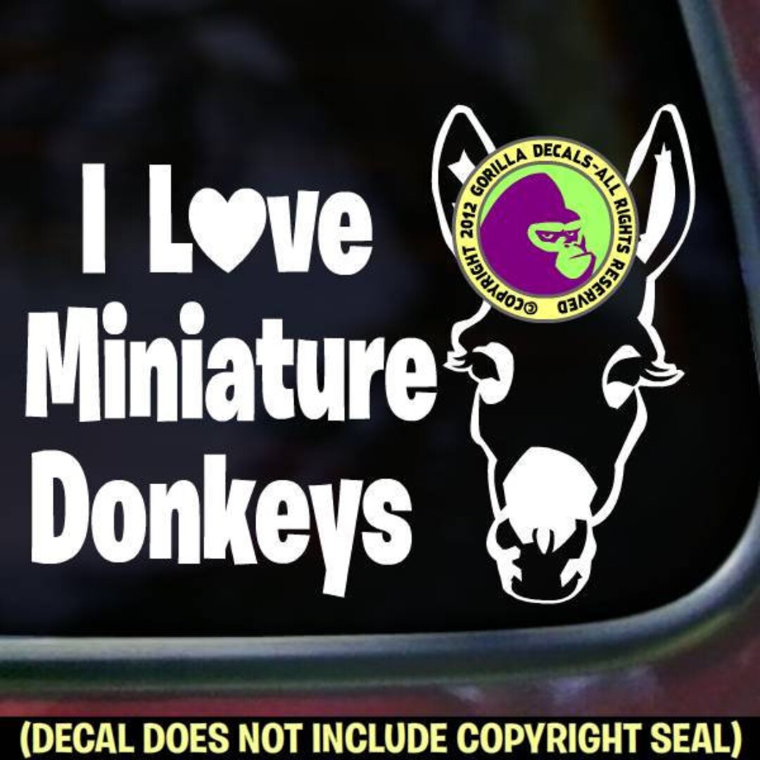 I LOVE MINIATURE DONKEYS Donkey Mini Burro Vinyl Decal Sticker - Etsy