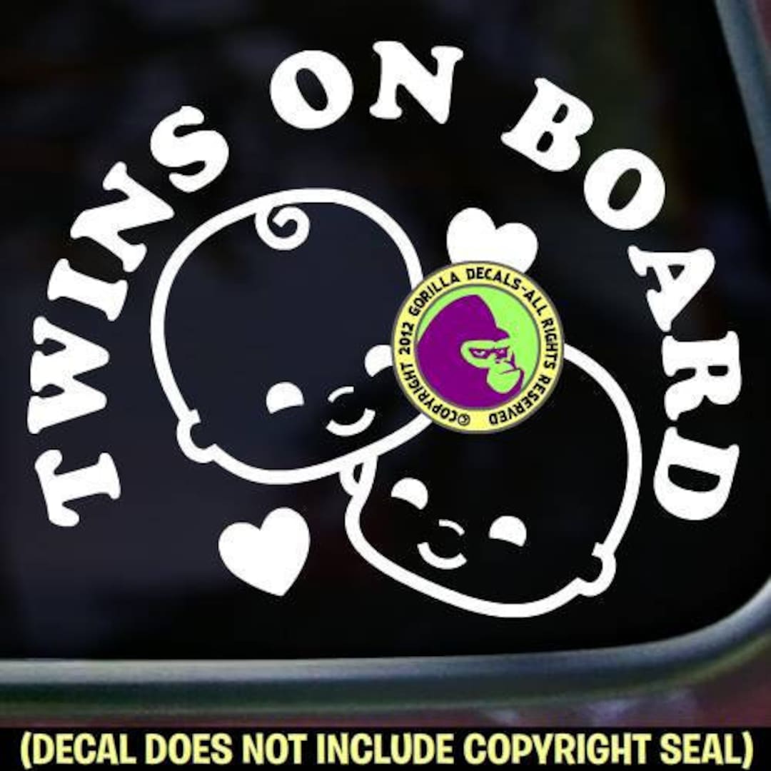 TWINS ON BOARD Car Mini Van Boys Girls Infants Baby Babies Vinyl Decal ...