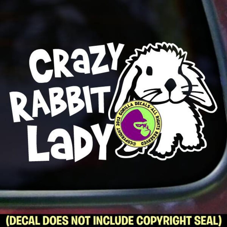 CRAZY RABBIT LADY Funny Cute Bunny Pet Vinyl Decal Sticker - Etsy