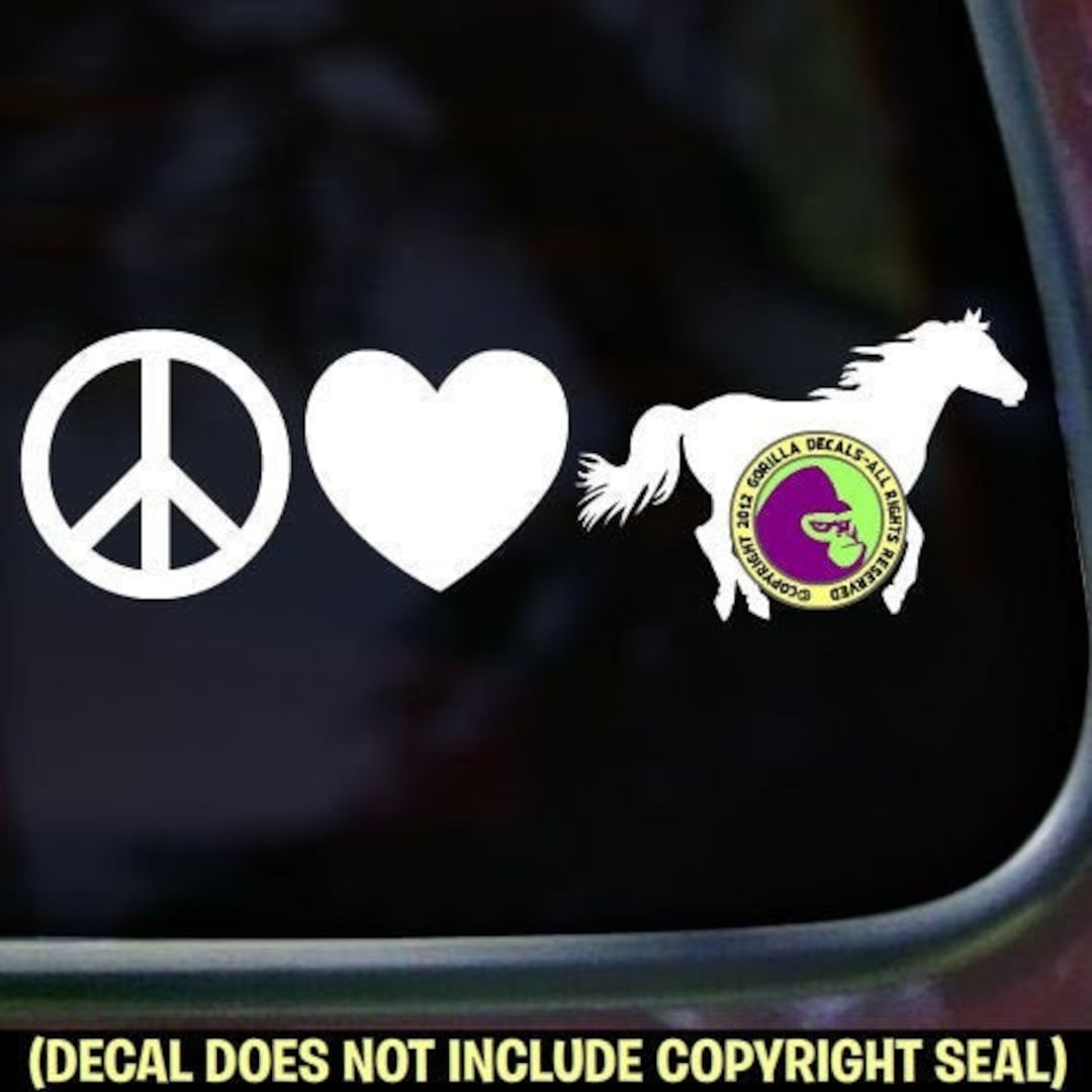 PEACE LOVE HORSES Running Horse Rider Vinyl Decal Sticker - Etsy