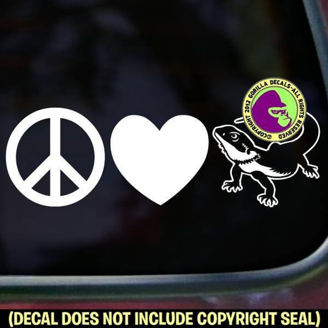 PEACE LOVE Bearded Dragon Dragons Reptile Lizard Vinyl Decal Sticker - Etsy