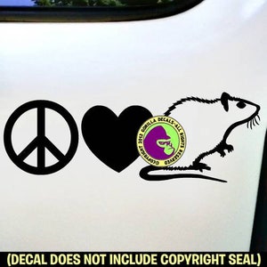 PEACE LOVE RAT Pet Rats Rodent Vinyl Decal Sticker - Etsy