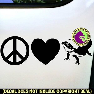 PEACE LOVE Bearded Dragon Dragons Reptile Lizard Vinyl Decal Sticker - Etsy