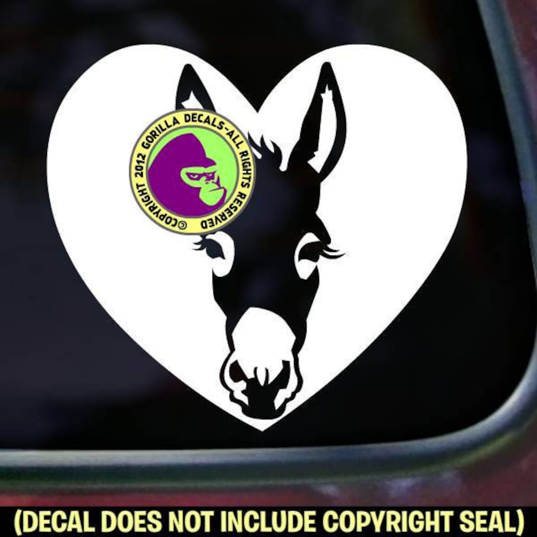 HEART Donkey Burro Vinyl Decal Sticker - Etsy