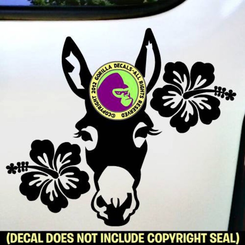 HIBISCUS DONKEY Burro Love Donkeys Pet Love Vinyl Decal | Etsy