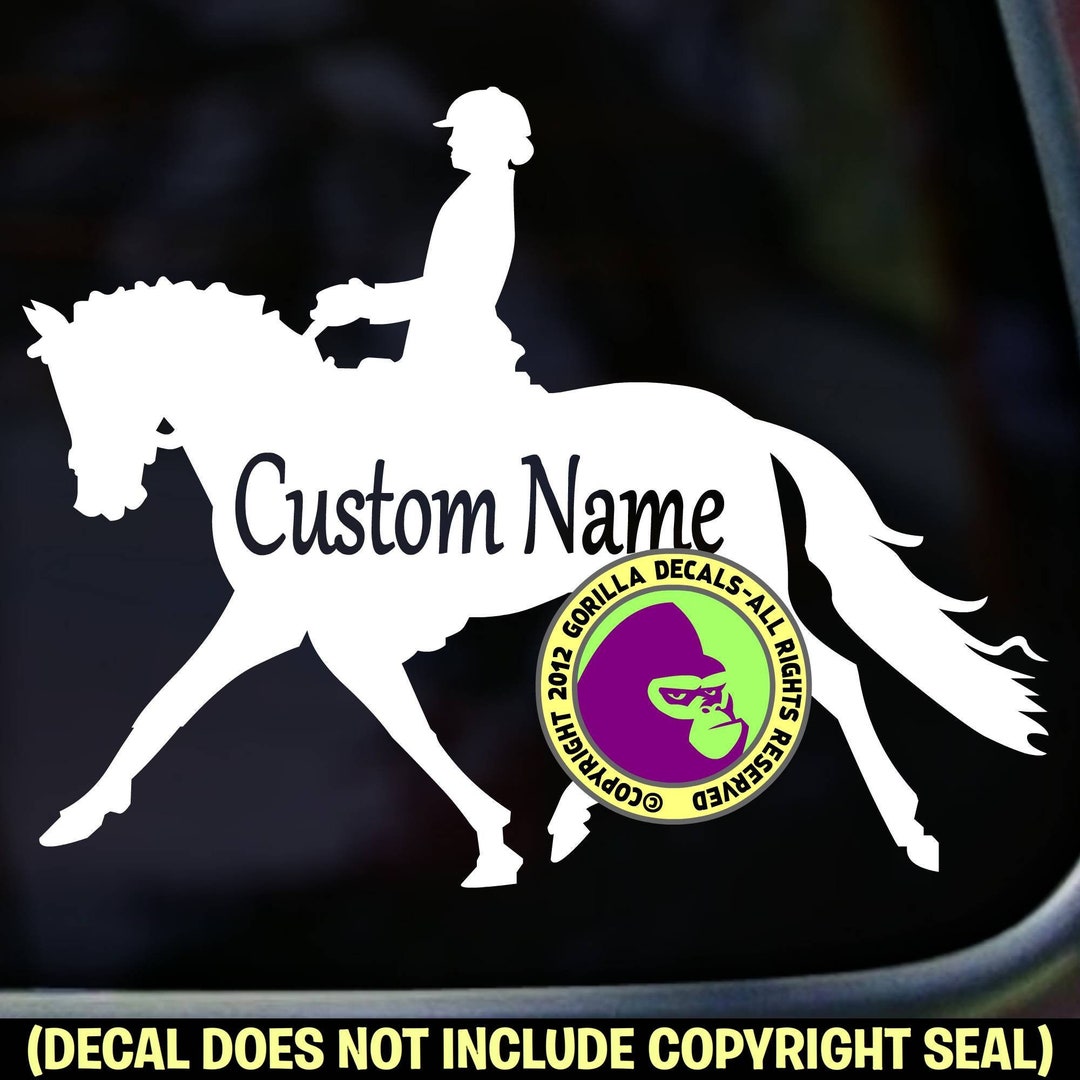 Dressage Rider Horse - Add YOUR CUSTOM TEXT - Vinyl Decal Sticker - Etsy