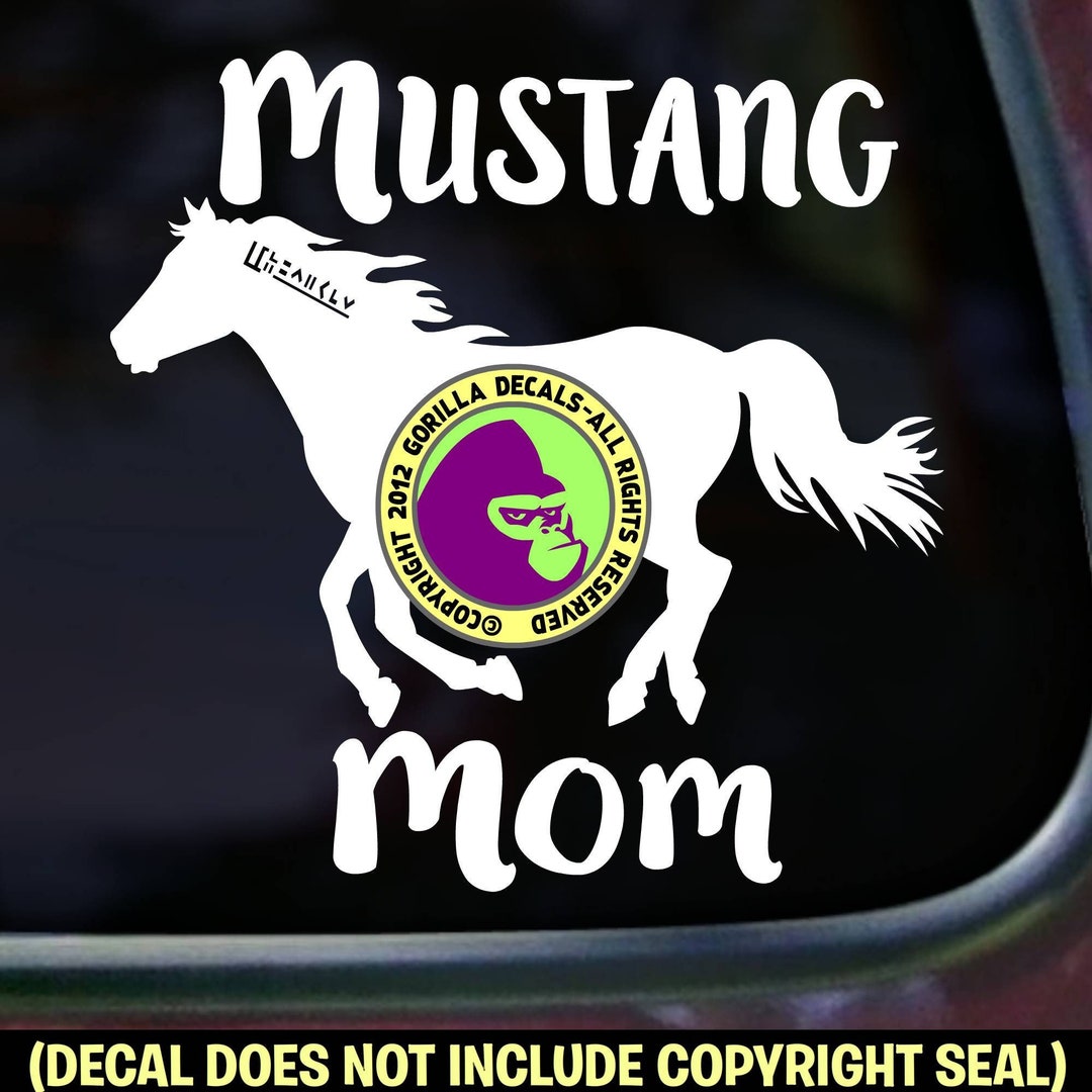 MUSTANG MOM Head Horse Wild Horses Mustangs Brand Rider Vinyl Decal ...