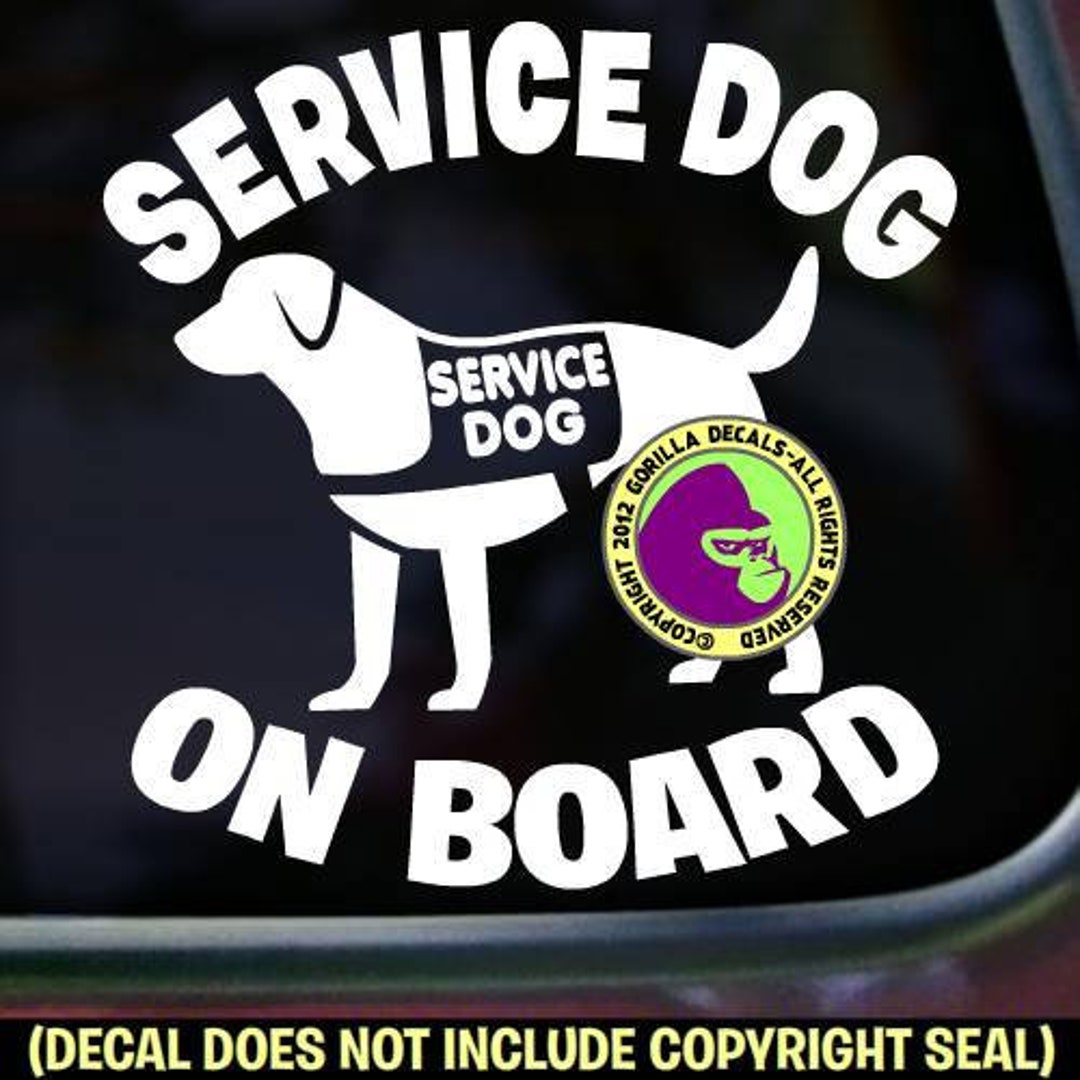 SERVICE DOG on BOARD Caution Handler Breed Car Window Sign Vinyl Bumper ...