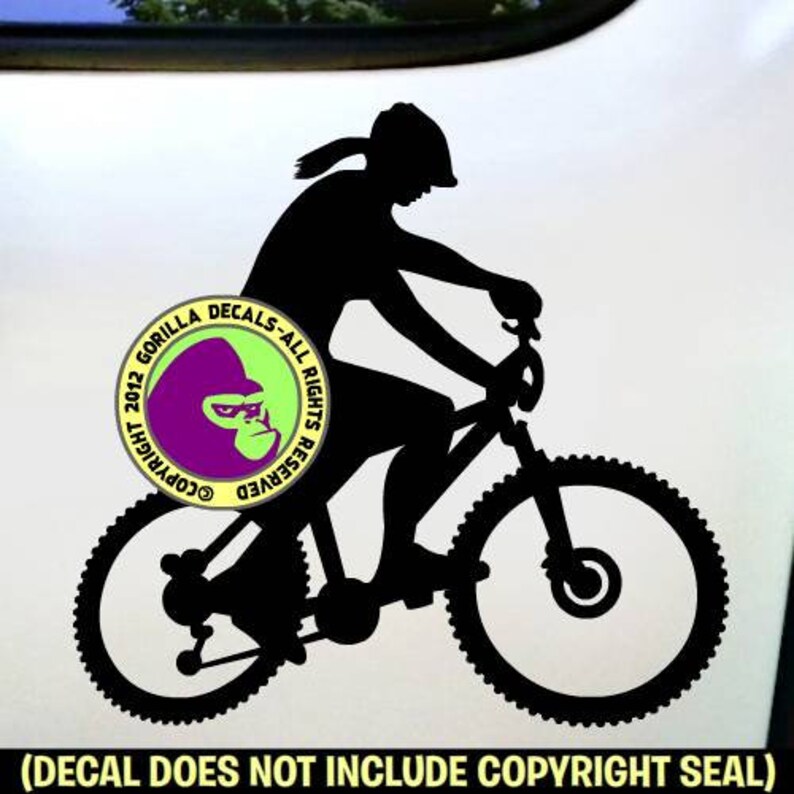 Female Mountain Biker Biking Bike Girl Vinyl Decal Sticker - Etsy