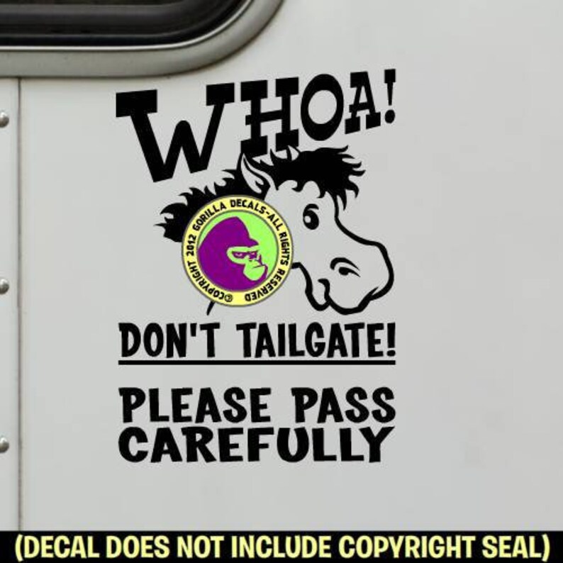 WHOA Cartoon Large HORSE TRAILER Back Door Sign Vinyl Decal Sticker - Etsy