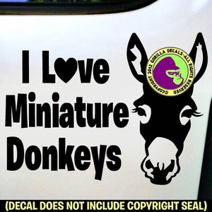 I LOVE MINIATURE DONKEYS Donkey Mini Burro Vinyl Decal Sticker - Etsy