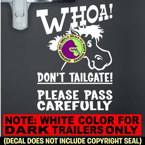 WHOA Cartoon Large HORSE TRAILER Back Door Sign Vinyl Decal | Etsy