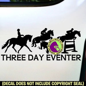 3 DAY EVENTER Eventing Vinyl Decal Sticker Horse Rider Dressage Jumping ...