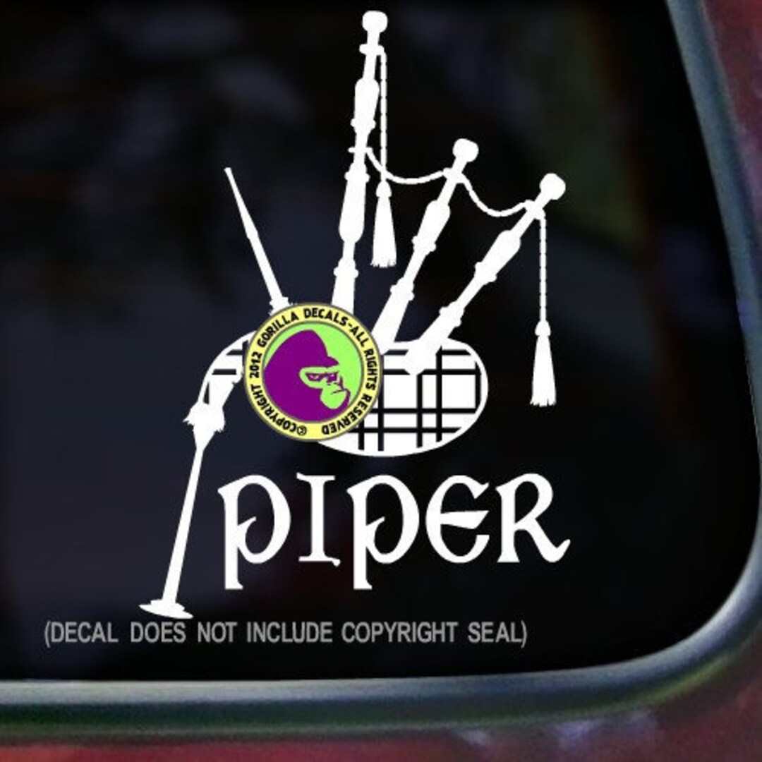 PIPER Bagpipes Play Bagpipe Player Musical Instrument Music Vinyl Decal ...