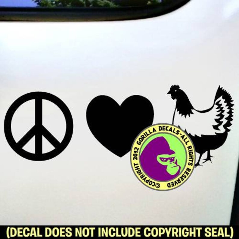 PEACE LOVE CHICKEN Hen Farm Bird Vinyl Decal Sticker | Etsy