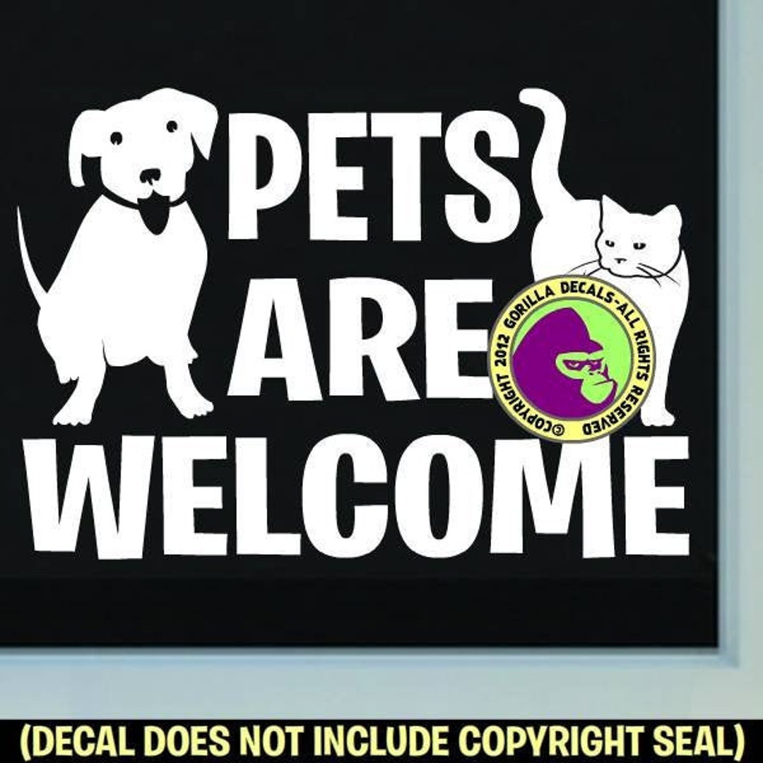 PETS ARE WELCOME Front Door Store Window Retail Storefront Sign Vinyl ...