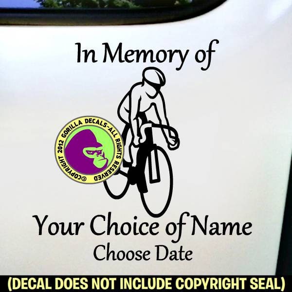 Memorial Cyclist Cycle ADD CUSTOM WORDS Road Bike Vinyl | Etsy