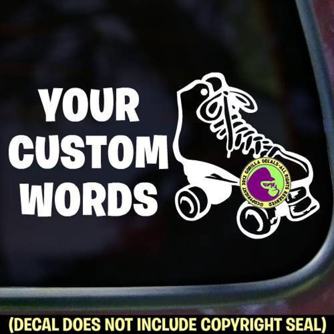 CUSTOM ROLLER SKATING Add Your Words Skater Roller Derby Vinyl Decal ...