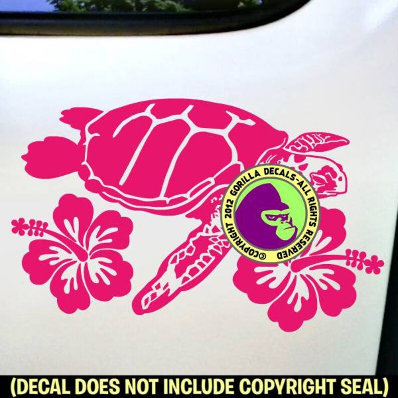 HIBISCUS SEA TURTLE Flowers Ocean Love Vinyl Decal Sticker | Etsy